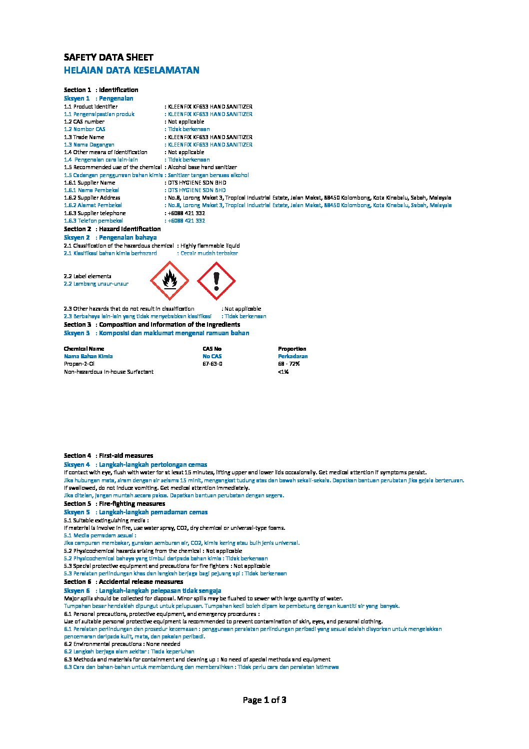 KF633 HAND SANITIZER - KleenFix