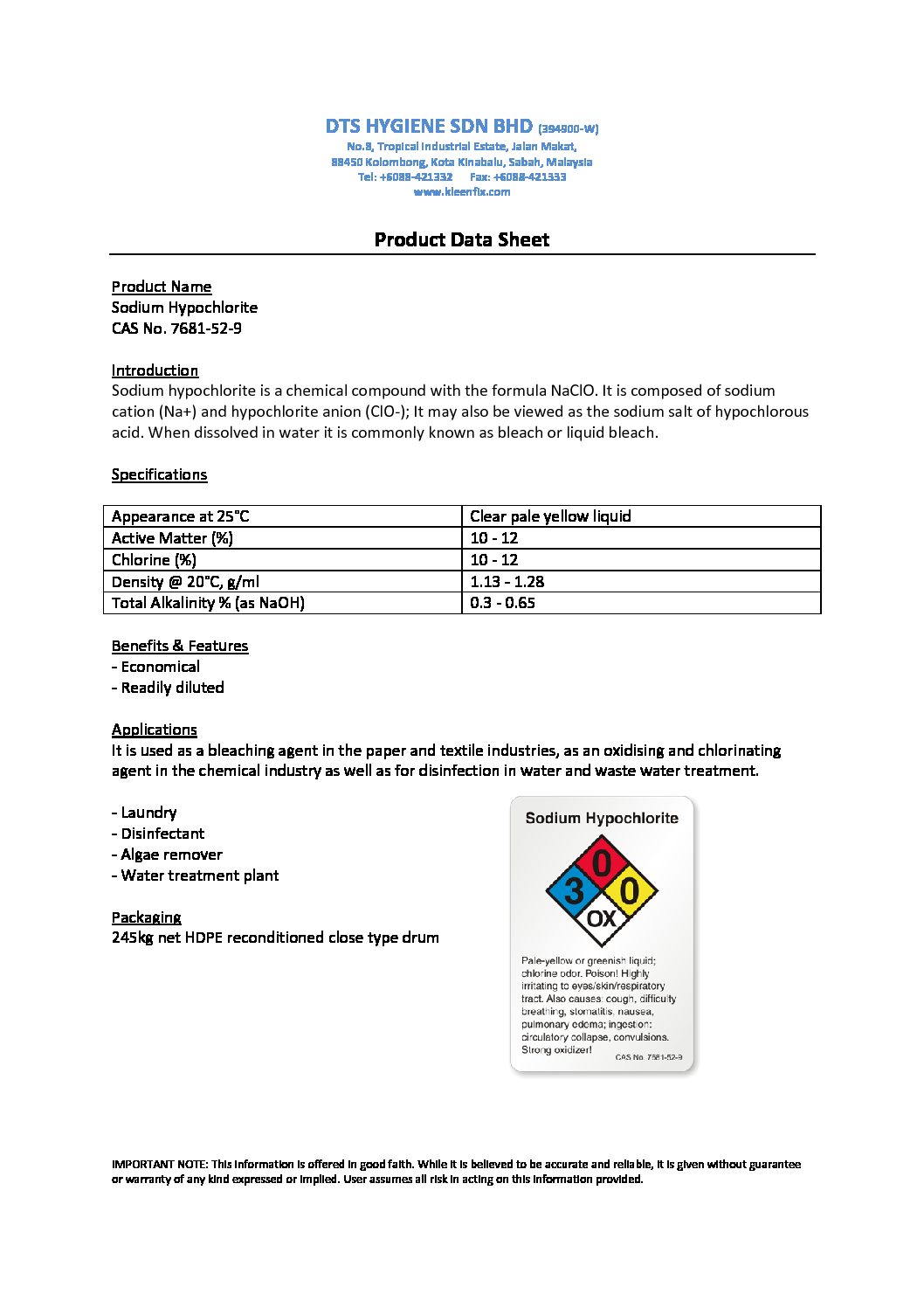 Sodium Hypo - KleenFix